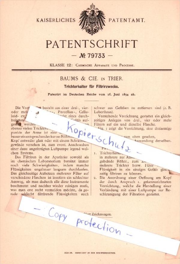 Original Patent Baums & Cie.. | Sammeln & Seltenes günstig
