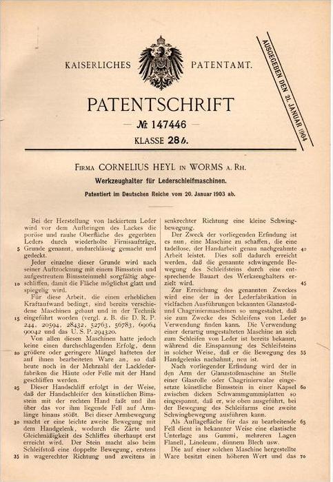 Original Patentschrift - C. Heyl in Worms a.Rh., 1903 , Werkzeughalter ...