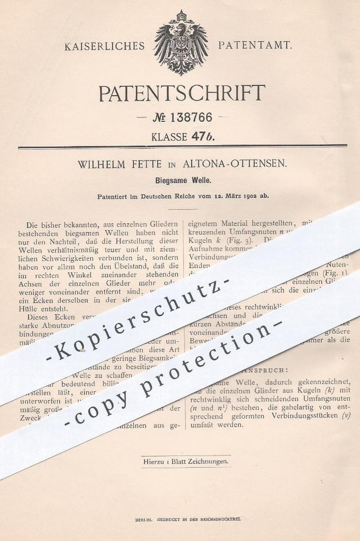 original Patent - Wilhelm Fette , Hamburg / Altona - Ottensen , 1902 ...