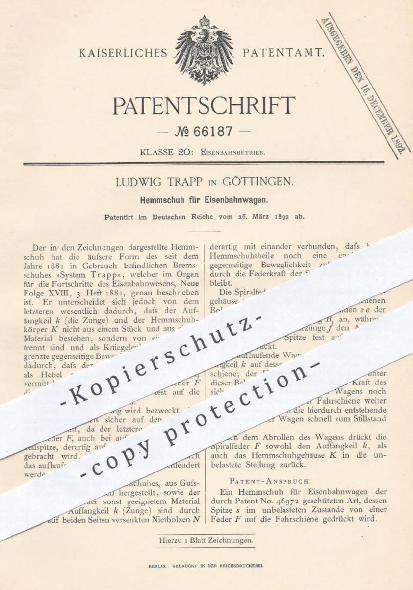 original Patent Ludwig Trapp.. | Sammeln & Seltenes günstig