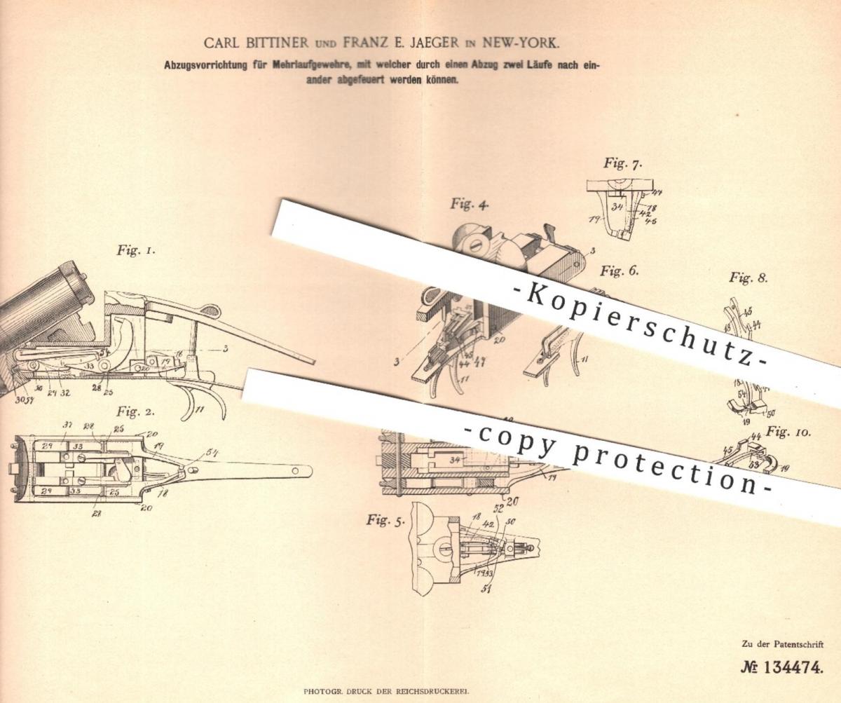 original Patent - Carl Bittner u. Franz E. Jaeger / New York , 1900 ...