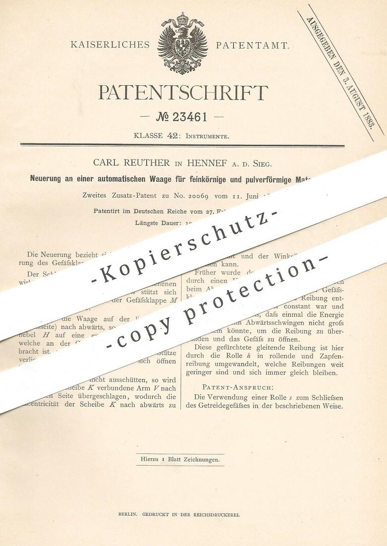 original Patent Carl Reuther.. | Sammeln & Seltenes günstig