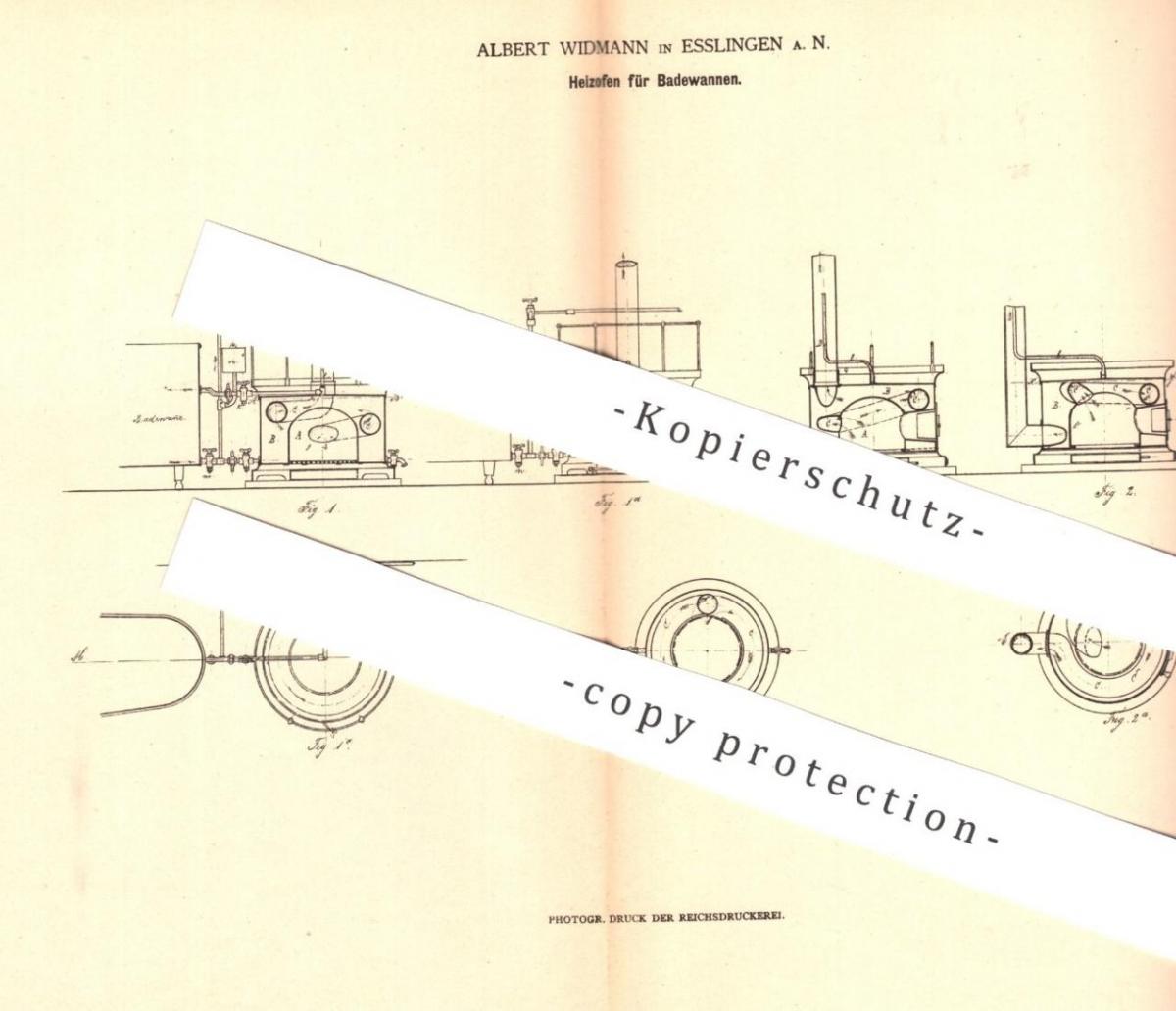original Patent - Albert Widmann , Esslingen / Stuttgart , 1879 ...