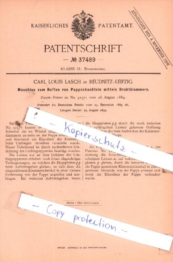 Original Patent Carl Louis.. | Sammeln & Seltenes günstig