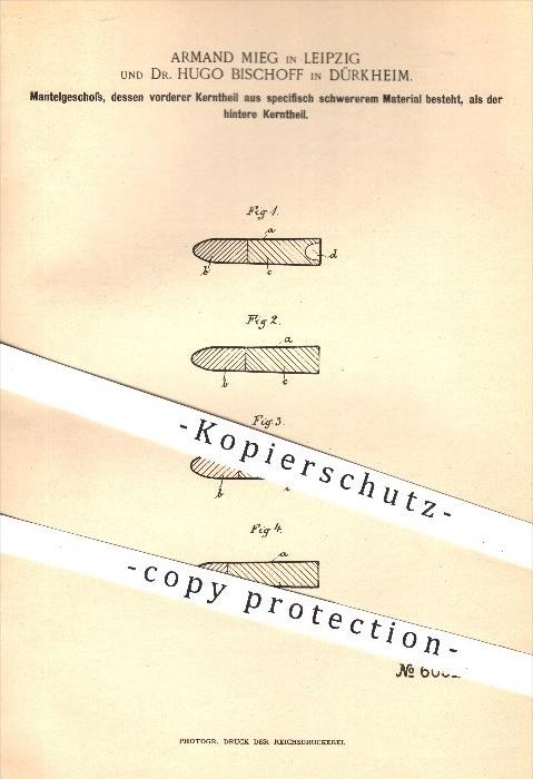 original Patent - Armand Mieg , Leipzig / Dr. H. Bischoff , Dürkheim ...
