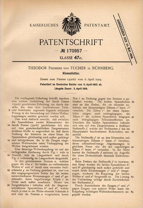 Original Patentschrift - Th. Freiherr von Tucher... | oldhting.de