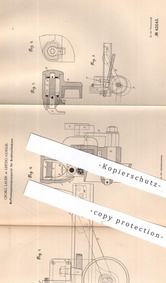 original Patent - Georg Lauer , Leipzig / Gohlis , 1887 , Muffen ...