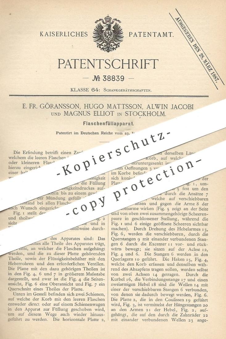 original Patent - E. Fr. Göransson , Hugo Mattsson , Alwin Jacobi ...