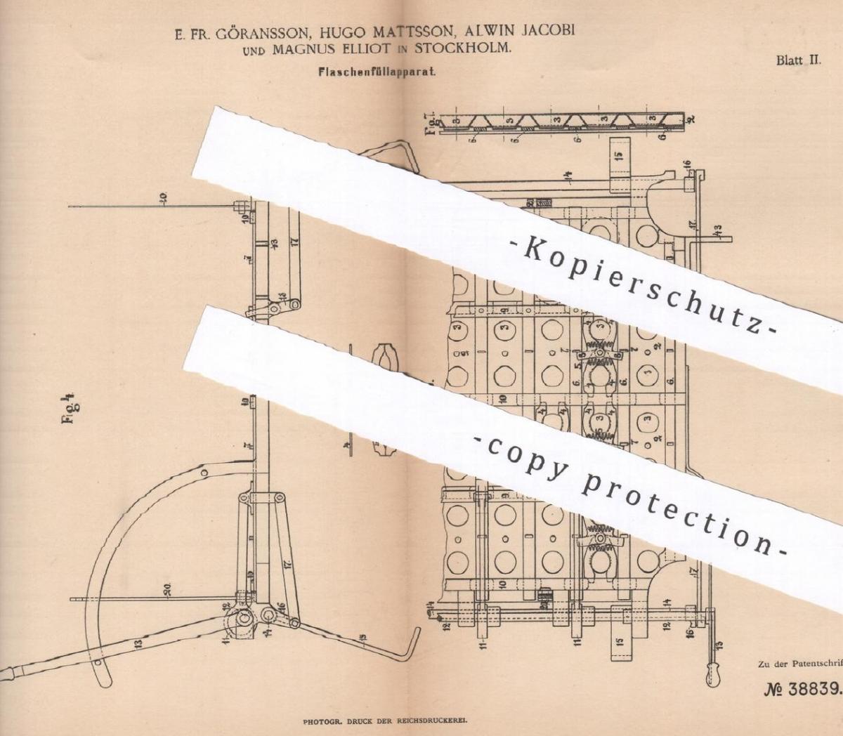 original Patent - E. Fr. Göransson , Hugo Mattsson , Alwin Jacobi ...