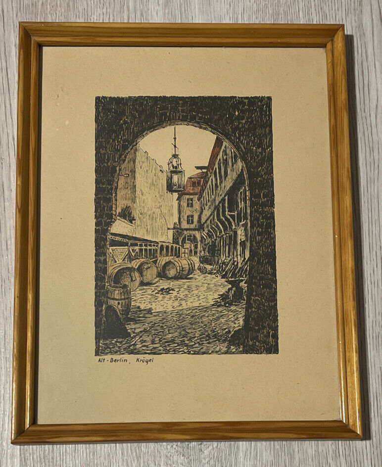Antiker Kupferstich Alt-Berlin Krögel, Coloriert mit Rahmen Nr. 5 - oldthing: Andere Techniken ...