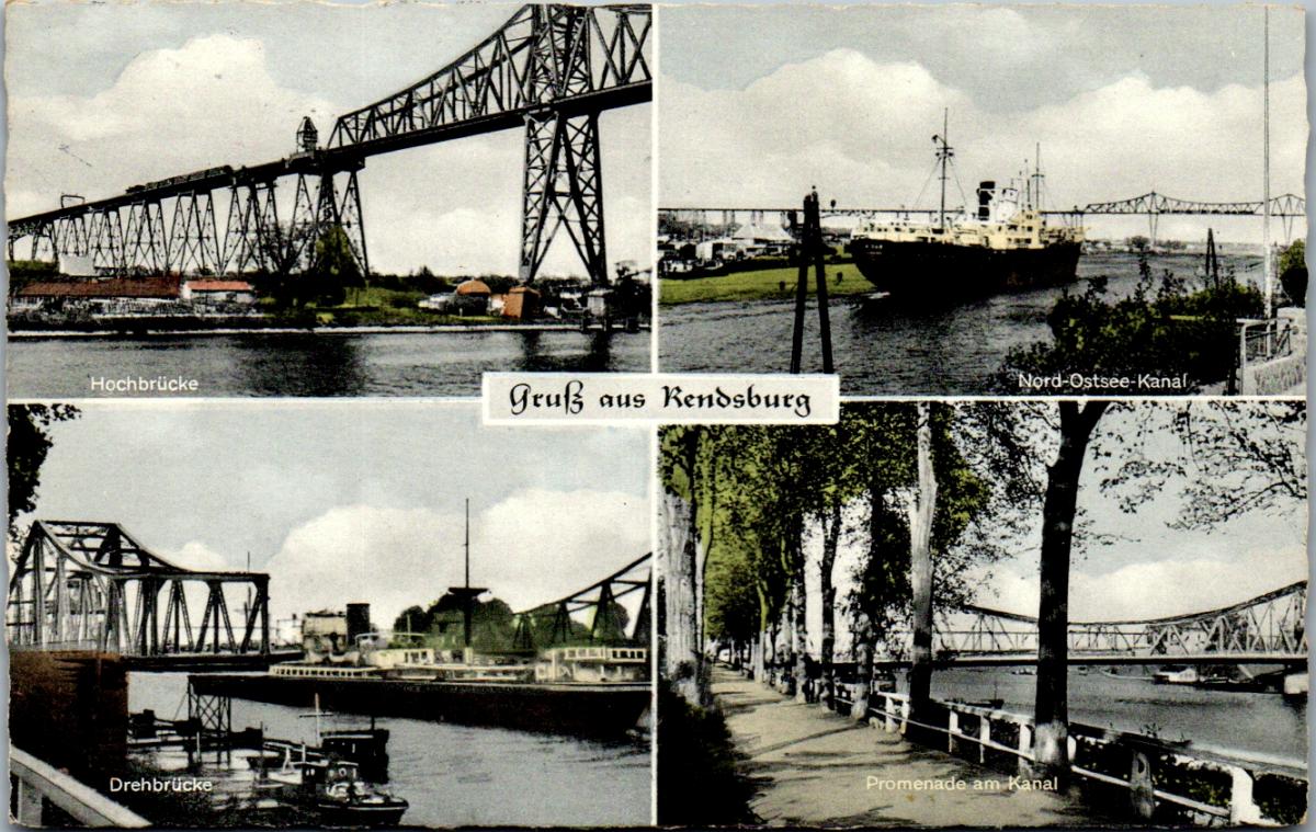 23186 - Deutschland - Rendsburg , Hochbrücke , Drehbrücke , Kanal ...