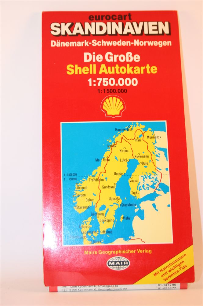 Skandinavien - Dänemark, Norwegen, Schweden. Die große Shell Autokarte ...