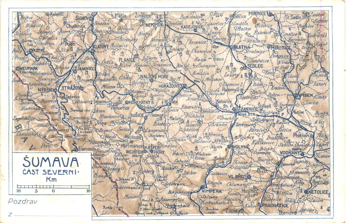 Landkarte Sumava cast Severni -665426 Nr. 665426 - oldthing Ansichtskarten: Böhmen und Mähren
