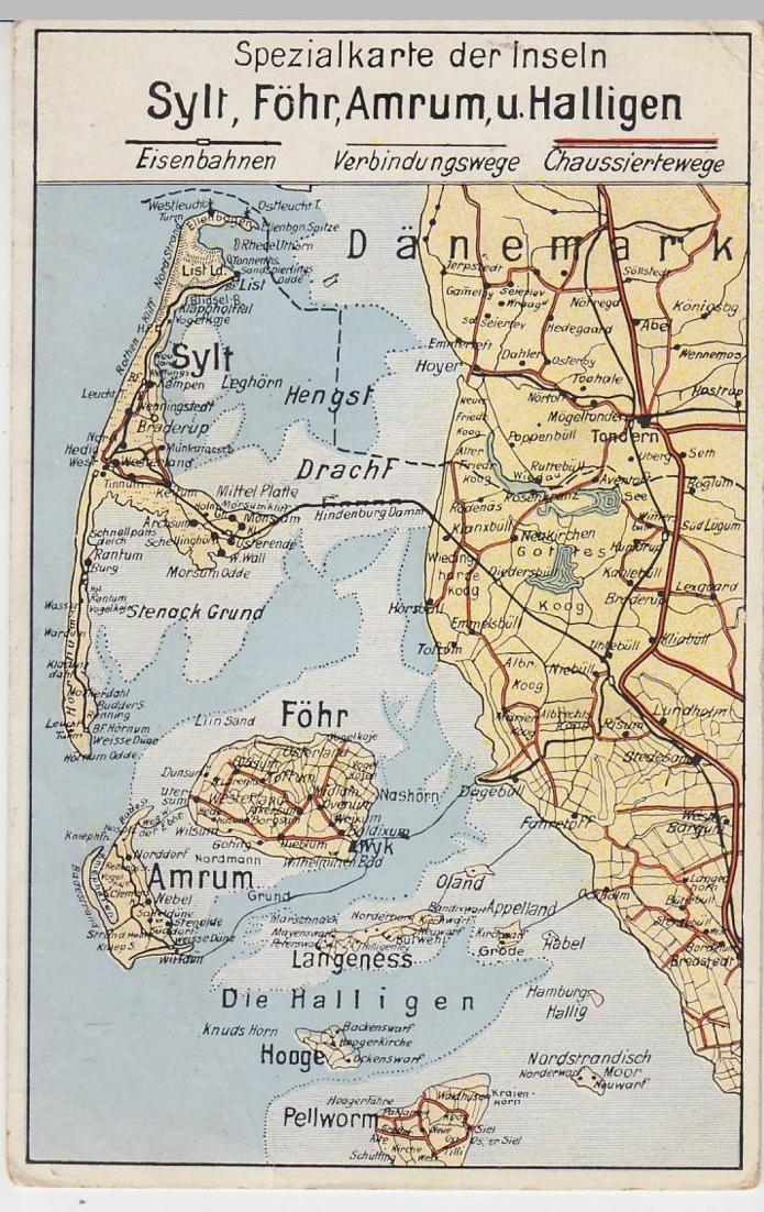 (45548) AK Sylt, Föhr, Amrum, Halligen, Spezialkarte, Landkarte, vor ...