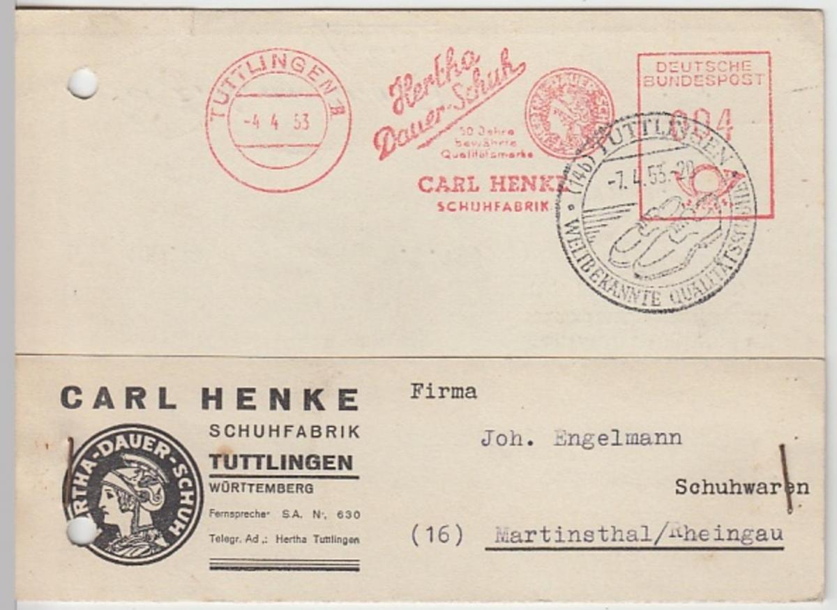 (19592) Postkarte m. Freistempel u. SSt Schuhfabrik Carl Henke ...