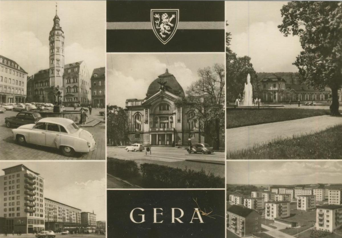 Gera v. 1970 Strasse der Republik,Marktplatz,Theater,Bergarbeiter ...