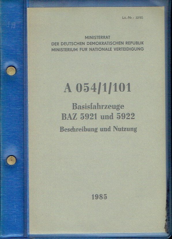 A 054/1/101 Basisfahrzeuge BAZ 5921 und.. | Antiquariat günstig