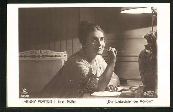 AK Filmszene aus Der Liebesbrief der Königin, Schauspielerin Henny Porten Nr. 11141415 ...