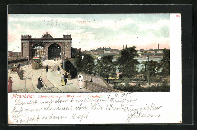 AK Mannheim, Neckarbrücke mit Neckarvorstadt, Strassenbahn Nr. 11569589 ...