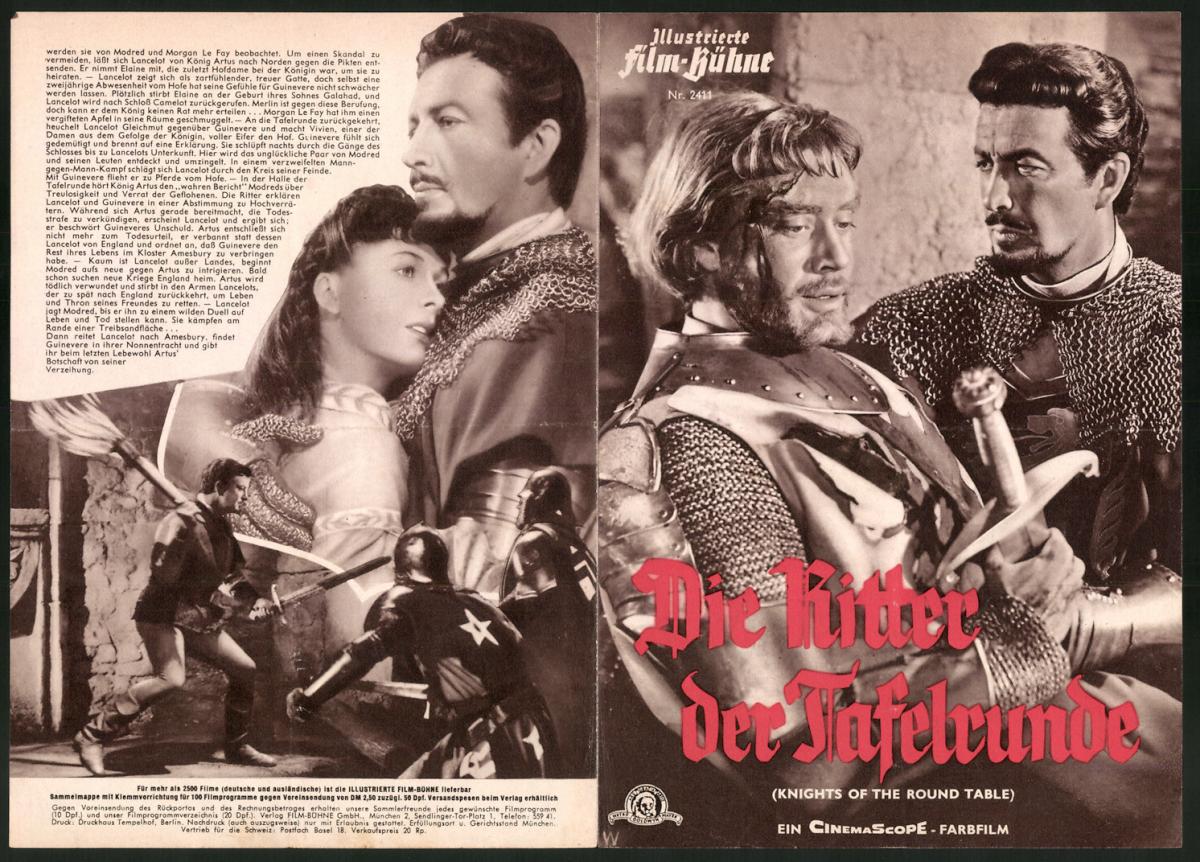 Filmprogramm DNF, Die Ritter der Tafelrunde, Robert Taylor, Ava Gardner, Mel Ferrer, Regie ...
