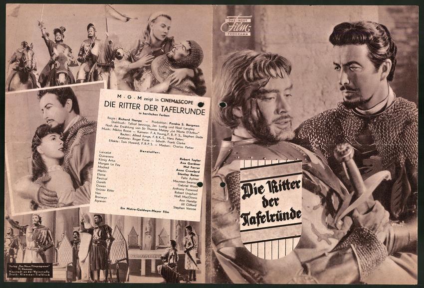 Filmprogramm DNF, Die Ritter der Tafelrunde, Robert Taylor, Ava Gardner, Mel Ferrer, Regie ...