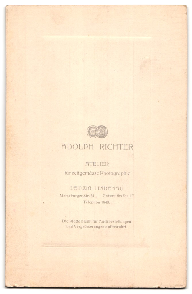 Fotografie Adolph Richter, Leipzig, Merseburger Strasse 61, gediegener ...