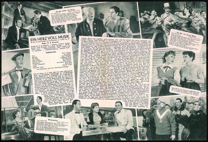 Filmprogramm Unser Hausprogramm, Ein Herz voll Musik, Vico Torriani ...