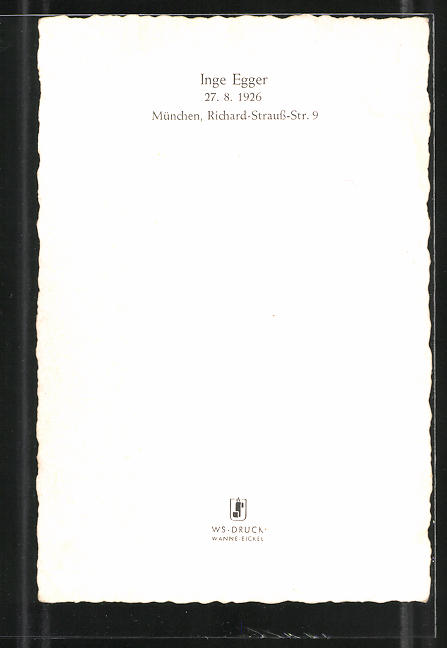 AK Schauspielerin Inge Egger mit mittellangen Haaren, Geb. 1926 Nr ...