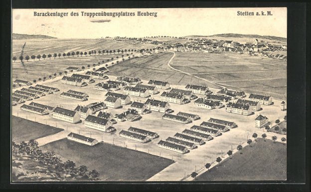 AK Stetten a. k. M., Barackenlager des Truppenübungsplatzes Heuburg Nr ...