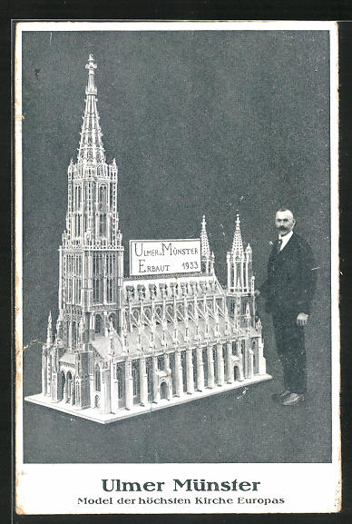 AK Ulm, Model Ulmer Münster mit Erbauer Ph. Eberhardt Nr. 11135051 ...