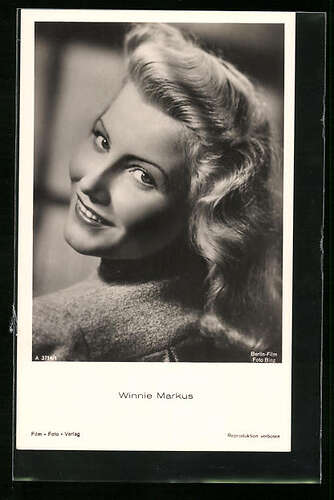 AK Schauspielerin Winnie Markus lächelt über ihre Schulter nach hinten Nr. 11281856 - oldthing ...