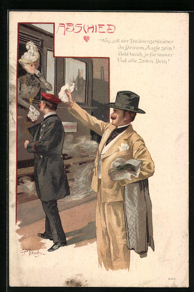 Künstler-AK Carl Münch: Abschied Liebender am... | oldhting.de