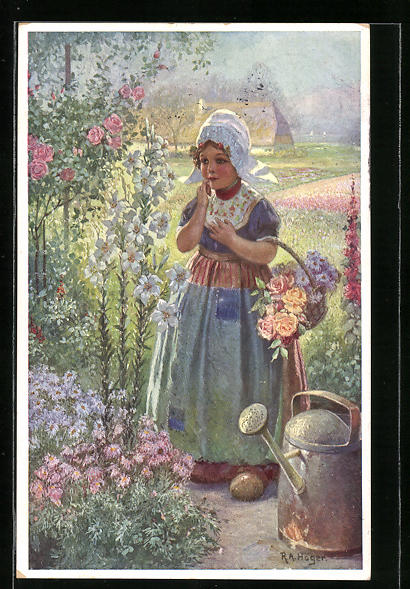 Künstler-AK Rudolf Alfred Höger: Holländisches Mädchen mit Haube und ...