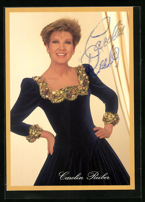 AK Musikerin Carolin Reiber im blauen Kleid, Autograph Nr. 11921157 ...