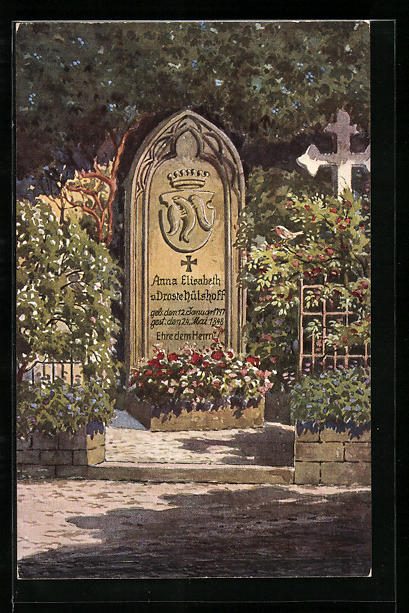 AK Meersburg am Bodensee, Die Grabstätte der Freiin Anna Elisabeth von Droste Hülshoff Nr ...