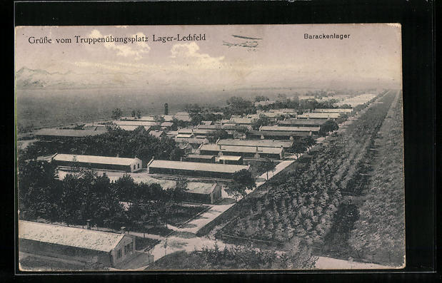 AK Lager Lechfeld, Blick über das Truppenlager, Barackenlager Nr ...