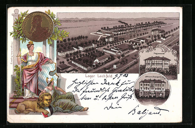 Lithographie Lager Lechfeld.. | Ansichtskarten günstig