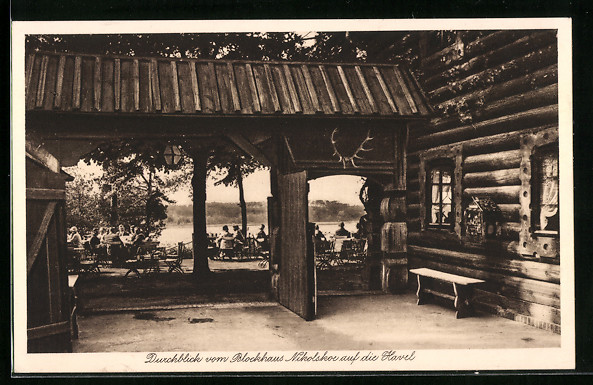 AK Berlin, Durchblick vom Blockhaus Nikolskoe auf die Havel Nr ...