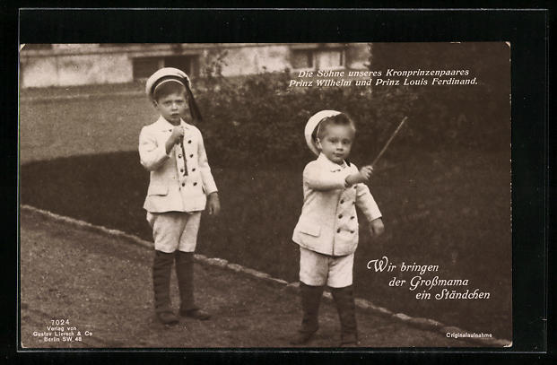 AK Die Söhne des Kronprinzenpaares, Prinz Wilhelm und Prinz Louis ...