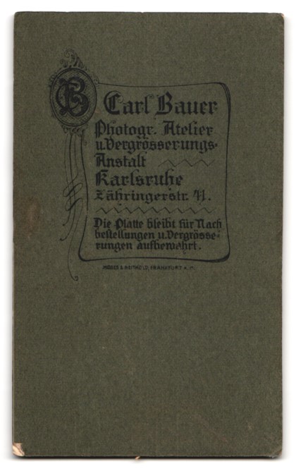 Fotografie Carl Bauer, Karlsruhe, Zähringerstrasse 41, Soldat mit ...