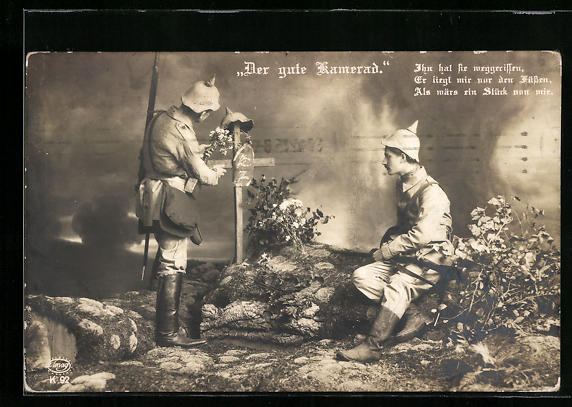 AK Der gute Kamerad, Soldaten am Grab ihres Kameraden Nr. 12182759 - oldthing: Ansichtskarten ...