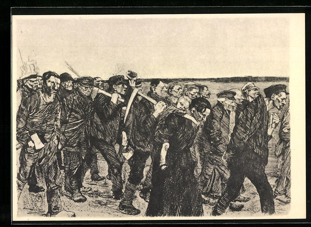 Künstler-AK Käthe Kollwitz: Weberzug aus der Folge Ein Weberaufstand Nr ...