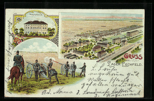 Lithographie Lechfeld, Lager aus der.. | Ansichtskarten günstig