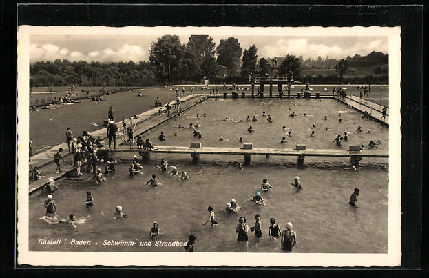 Ak Rastatt I Baden Schwimm Und Strandbad Mit Badegästen Nr 12277729