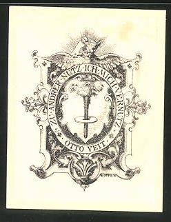 Exlibris Otto Veit, Fackel mit Ranken | oldhting.at