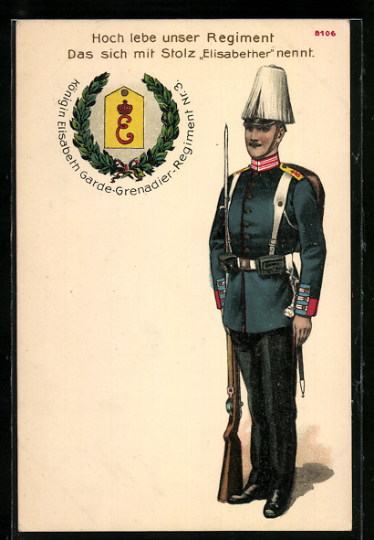 AK Soldat des Königin Elisabeth Garde-Grenadier-Regiment Nr. 3 in Berlin, Am Kupfergraben Nr ...