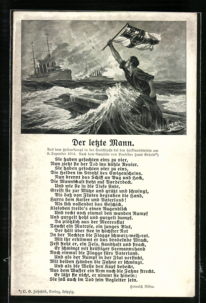 Künstler-AK Hans Bohrdt: Der letzte Mann, Schiff... | oldhting.de