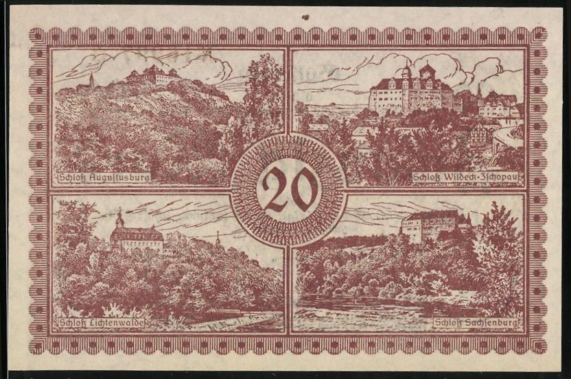 Notgeld Flöha 1918, 20 Mark, Burgen und... | oldhting.de