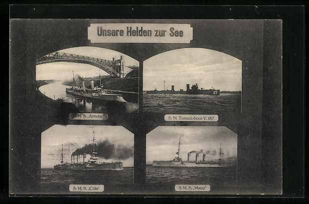 AK Kriegsschiffe SMS Ariadne, Cöln.. | Ansichtskarten günstig