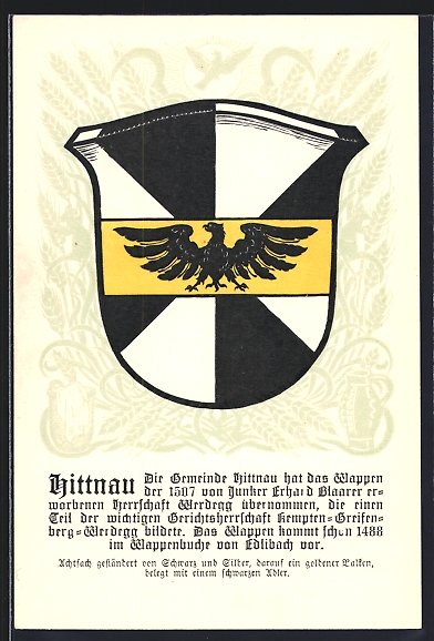 AK Hittnau, Wappen der Gemeinde mit.. | Ansichtskarten günstig